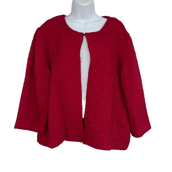 Chico's | Jackets & Coats | Chicos 3 Jacket Womens Xl Red Textured ...